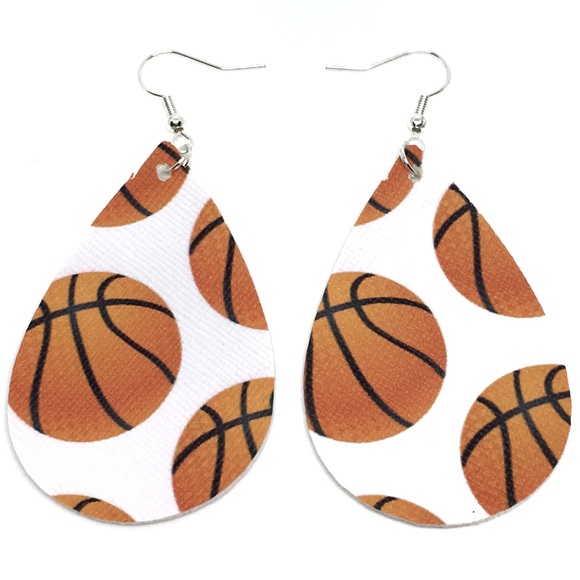 Jewelry | Basketball Teardrop Drop Vegan Leather Earrings | Poshmark